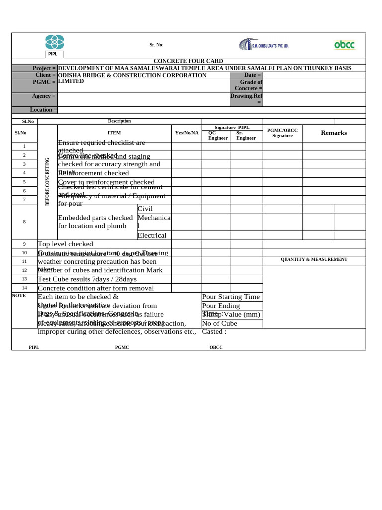 Pour Card | PDF | Concrete | Composite Material