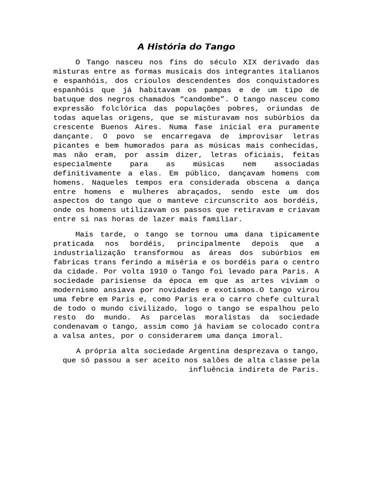 Origem e Evolução do Tango | PDF