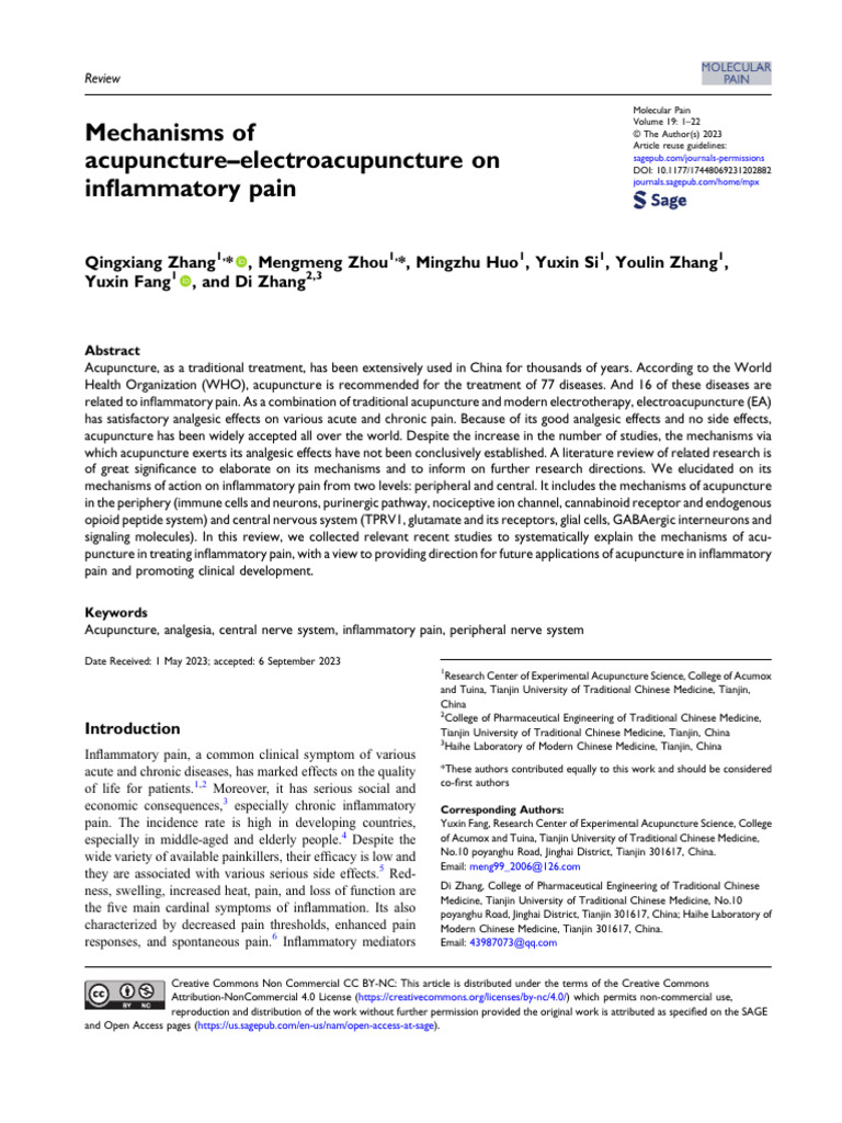 Acupuncture Mechanisms for Inflammatory Pain | PDF | Macrophage | Kinase