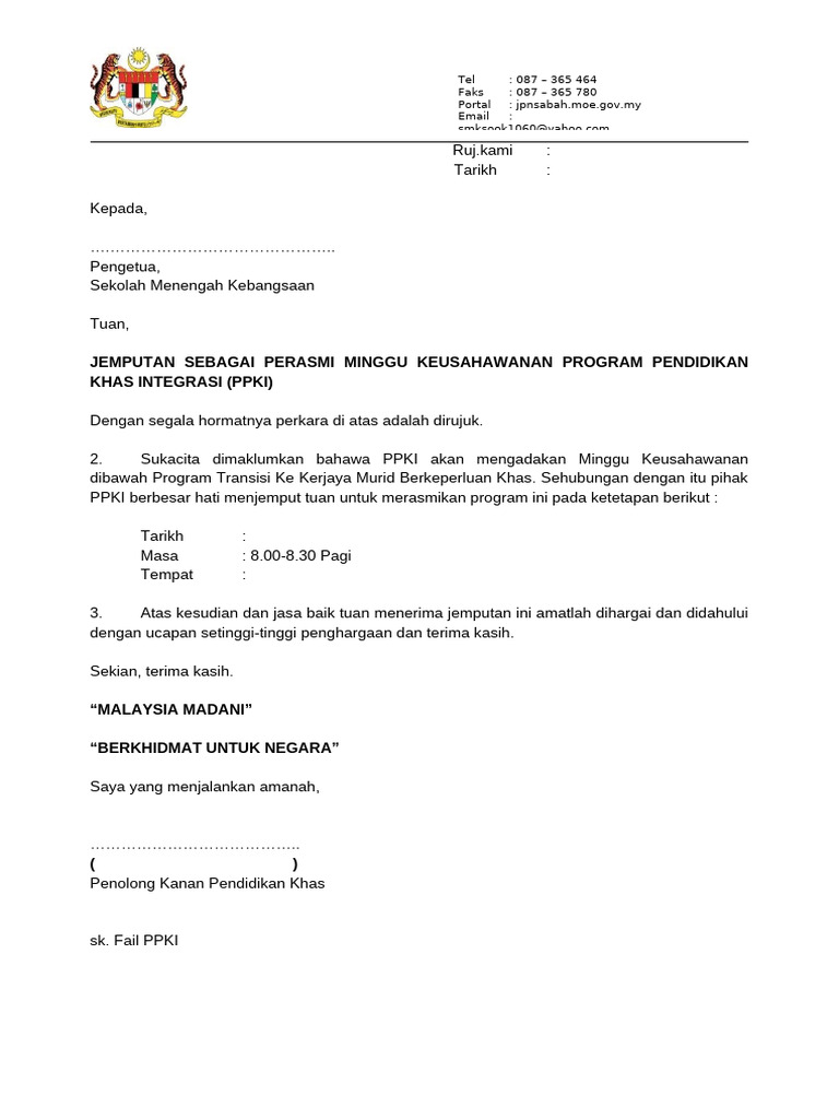 Jemputan Perasmi Program Transisi Kerjaya | PDF