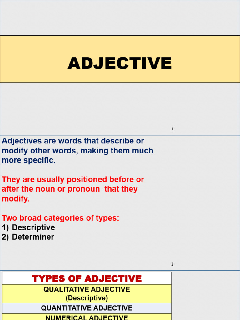 Adjective Rules | PDF | Adjective | Noun