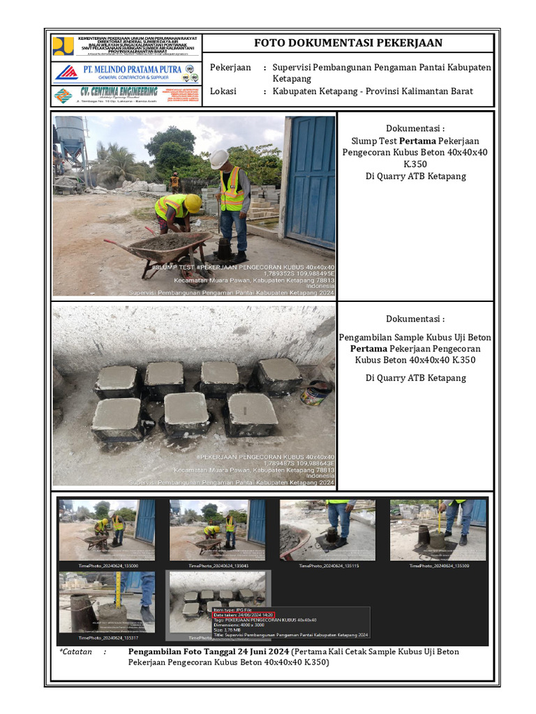 Dokumentasi Slump Test dan Pengambilan Sample Kubus Uji Beton PERTAMA ...