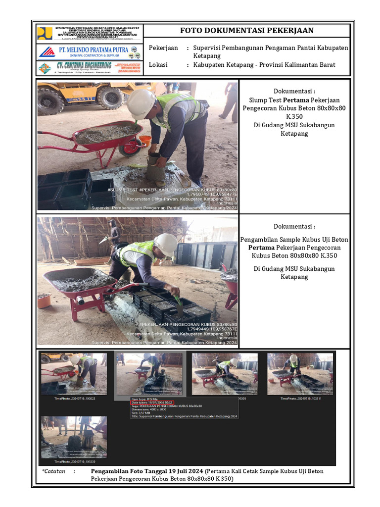 Dokumentasi Slump Test dan Pengambilan Sample Kubus Uji Beton PERTAMA ...