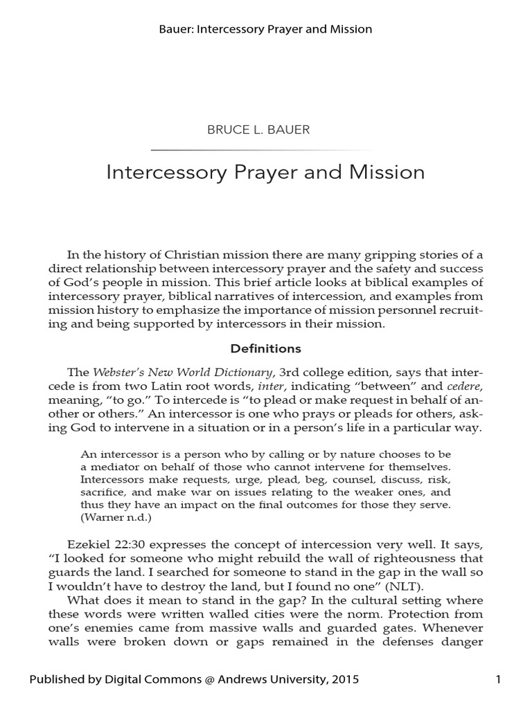 Intercessory Prayer and Mission | PDF | Intercession | Prayer