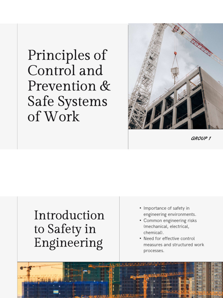 Principles of Control and Prevention Safe Systems of Work | PDF ...