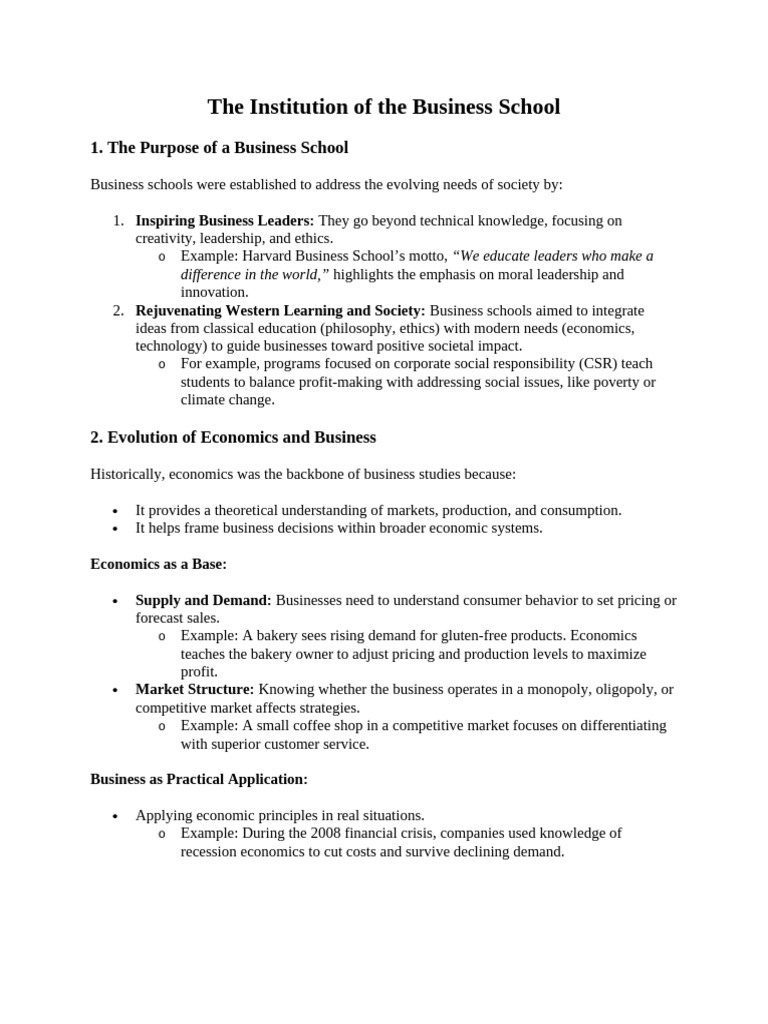 Purpose and Evolution of Business Schools | PDF | Economics | Corporate ...