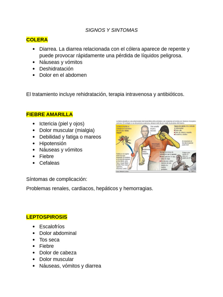 Signos y Sintomas | PDF | Dolor de cabeza | Diarrea