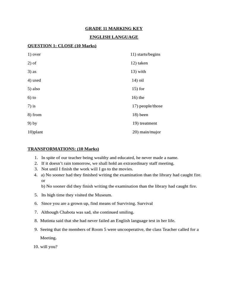 Grade 11 Marking Key | PDF | Banks
