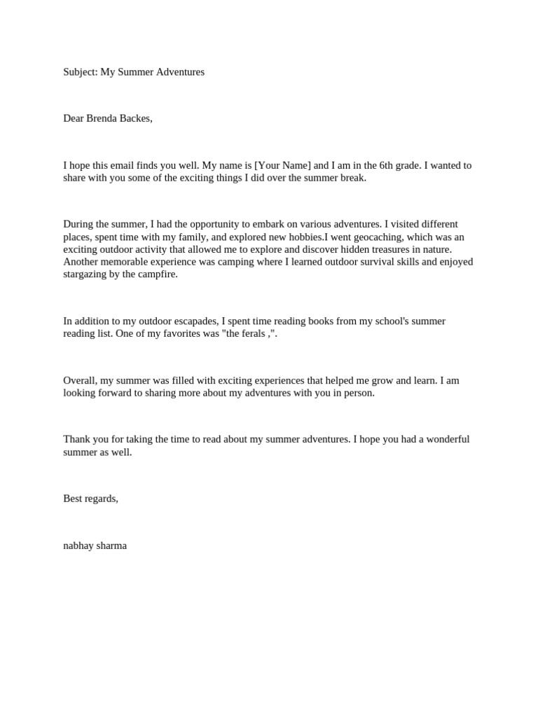 My Exciting Summer Adventures | PDF