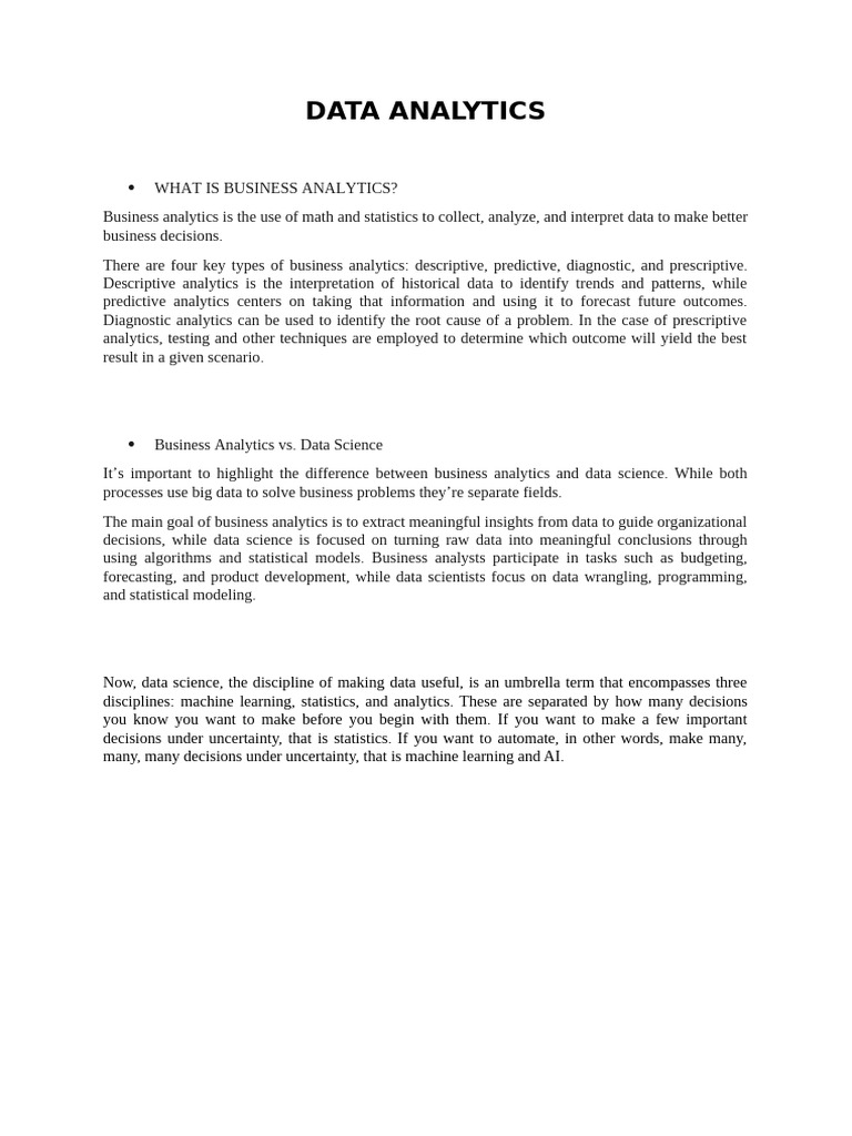 DATA ANALYTICS (1) | PDF | Data Science | Data Analysis