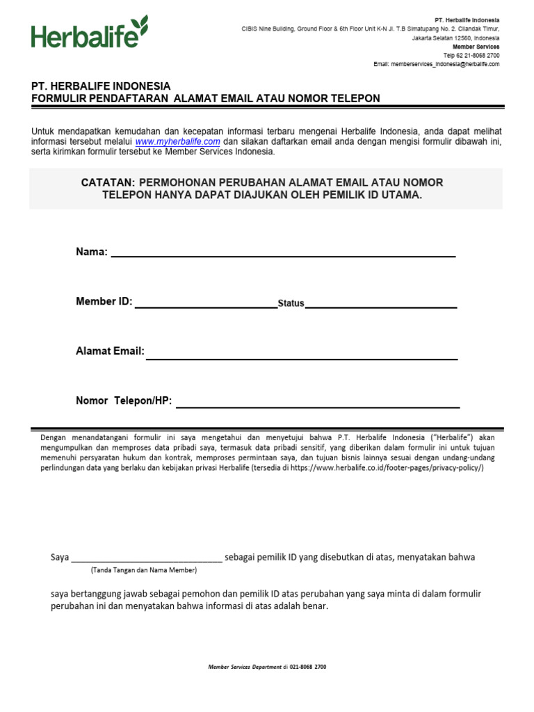 Formulir Pendaftaran Alamat Email | PDF