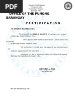 01 Template of Barangay Certification | PDF