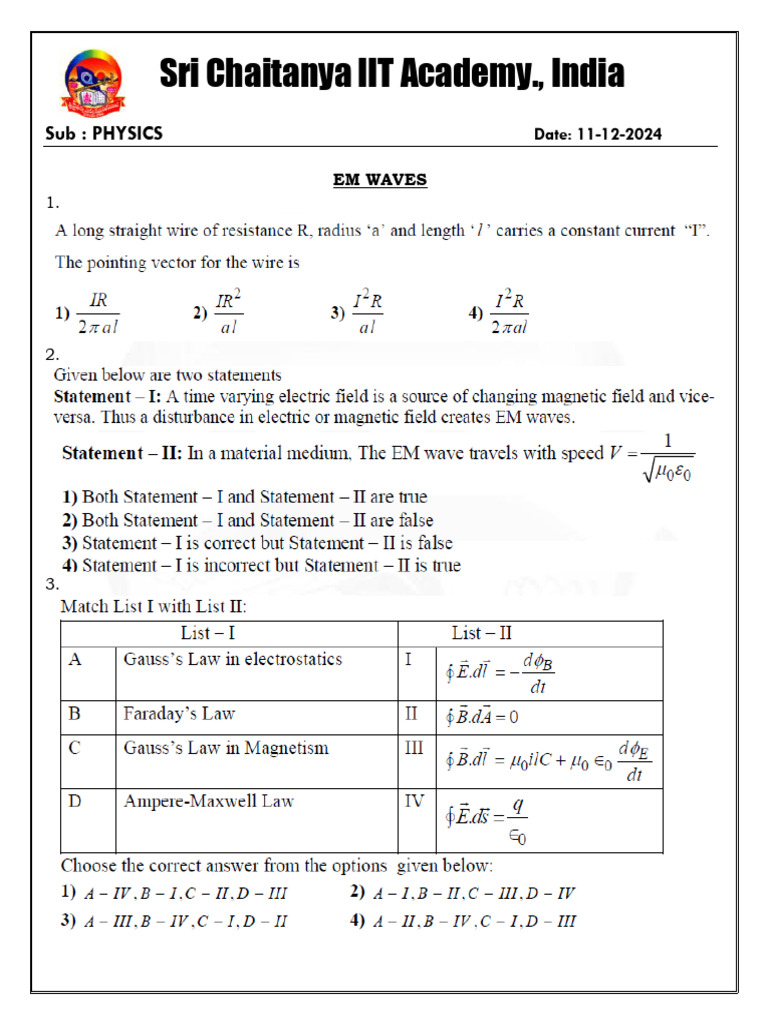 SR _ RPTM_ PHYSICS_ ASSIGNMENT | PDF | Electromagnetism | Electrical Engineering