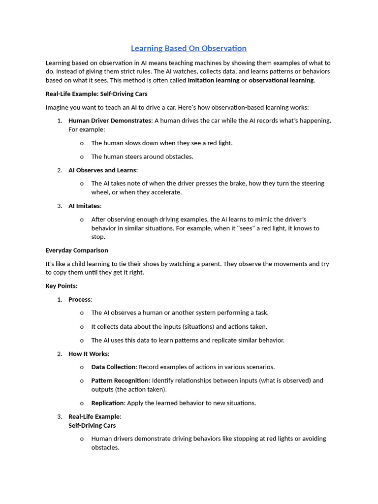 Learning Based On Observation | PDF | Artificial Intelligence ...