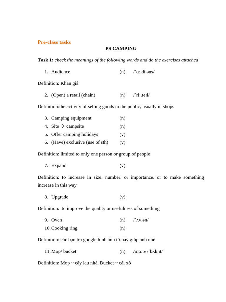 Lis-Unit 2 - a.PS camping | PDF | Camping
