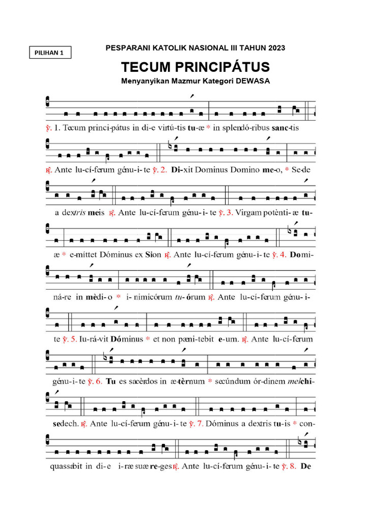 Pesparani III - Mazmur Dewasa - Pilihan 1 - Tecum Principatus | PDF