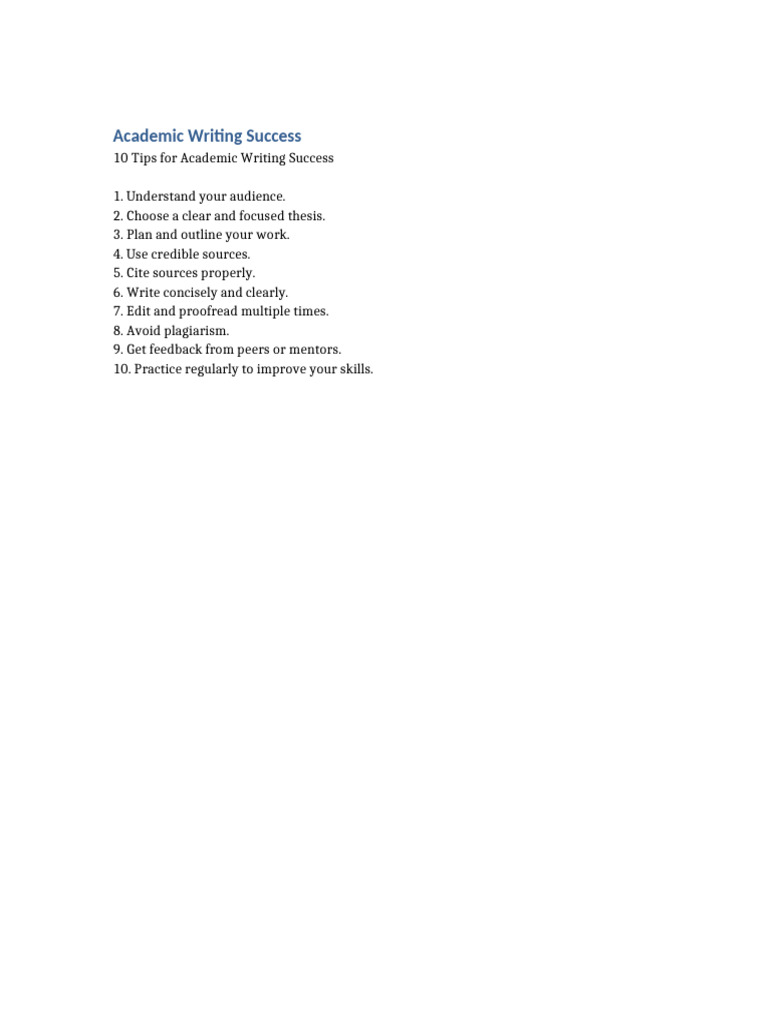 10 Tips for Academic Writing Success | PDF