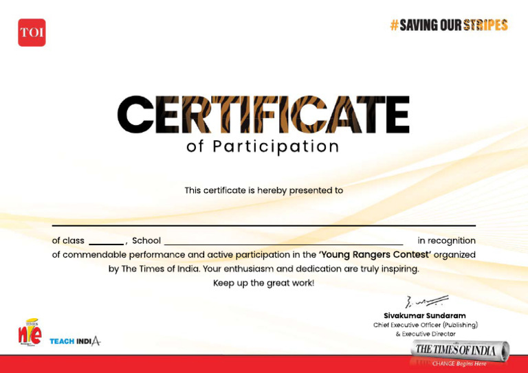 Project Tiger CERTIFICATE | PDF