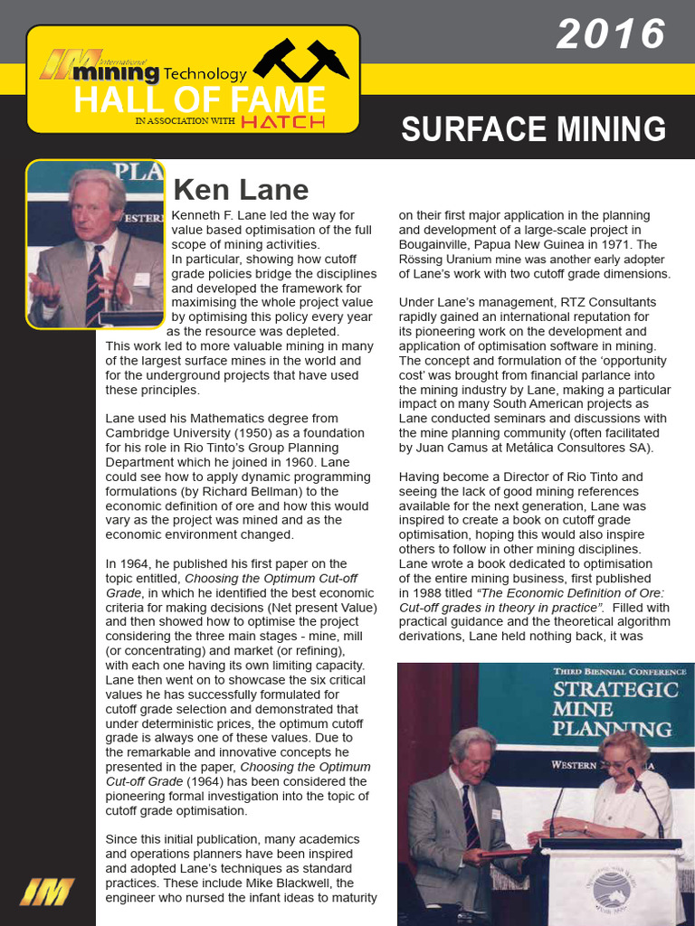 Surface Mining Ken Lane Web | PDF | Mathematical Optimization | Mining