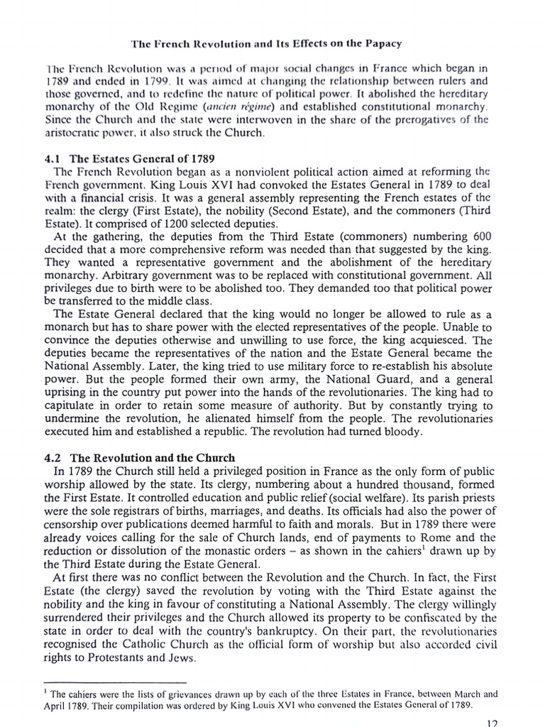 Church History The French Revolution | PDF