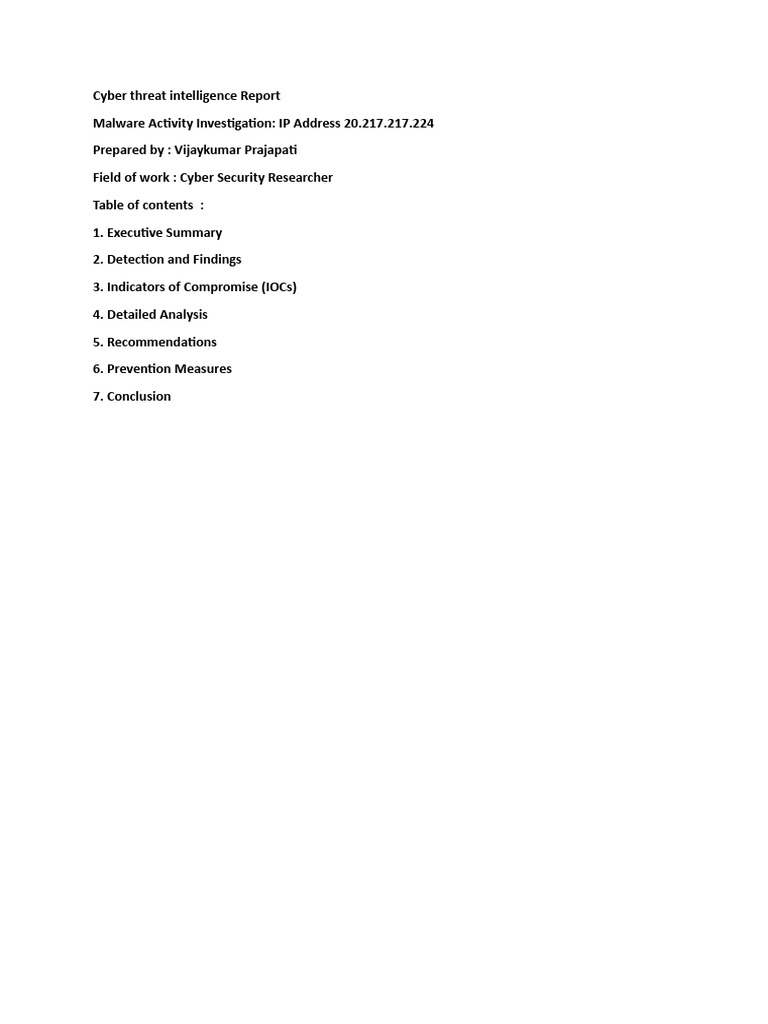 Cyber Threat Report: IP 20.117.117.224 | PDF | Security | Computer Security