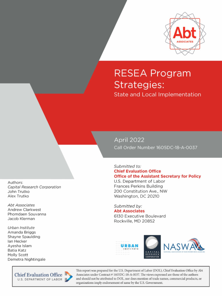 RESEA Implementation Study Report State and Local Program Strategies ...