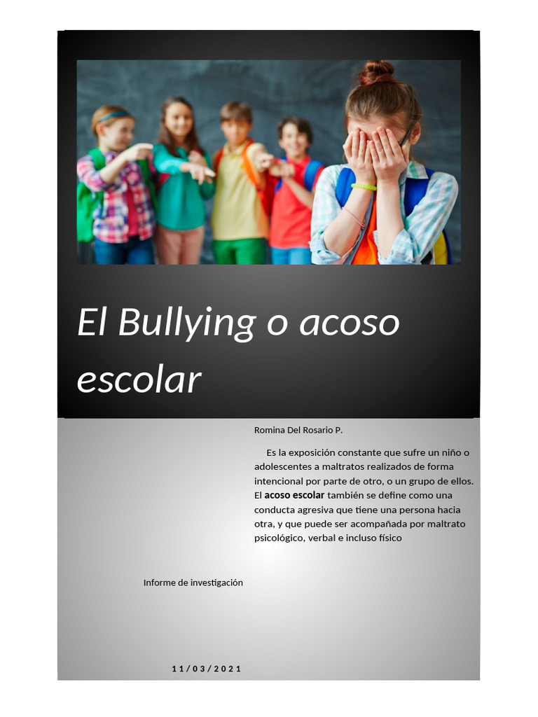 El Bullying o acoso escolar(Romina) | PDF | Violencia | Psicología Social