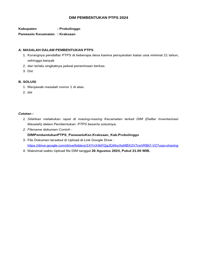 Dim Pembentukan Ptps 2024 | PDF