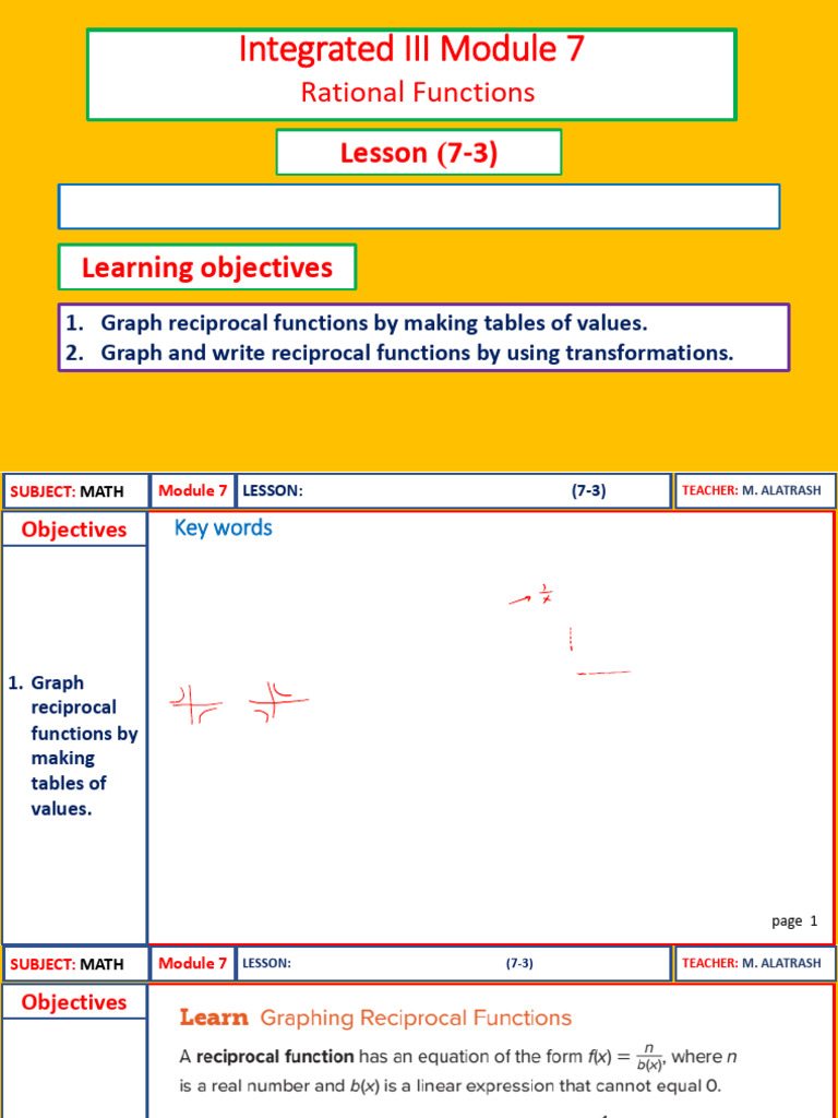 Graphing Reciprocal Functions Guide | PDF | Asymptote | Function (Mathematics)