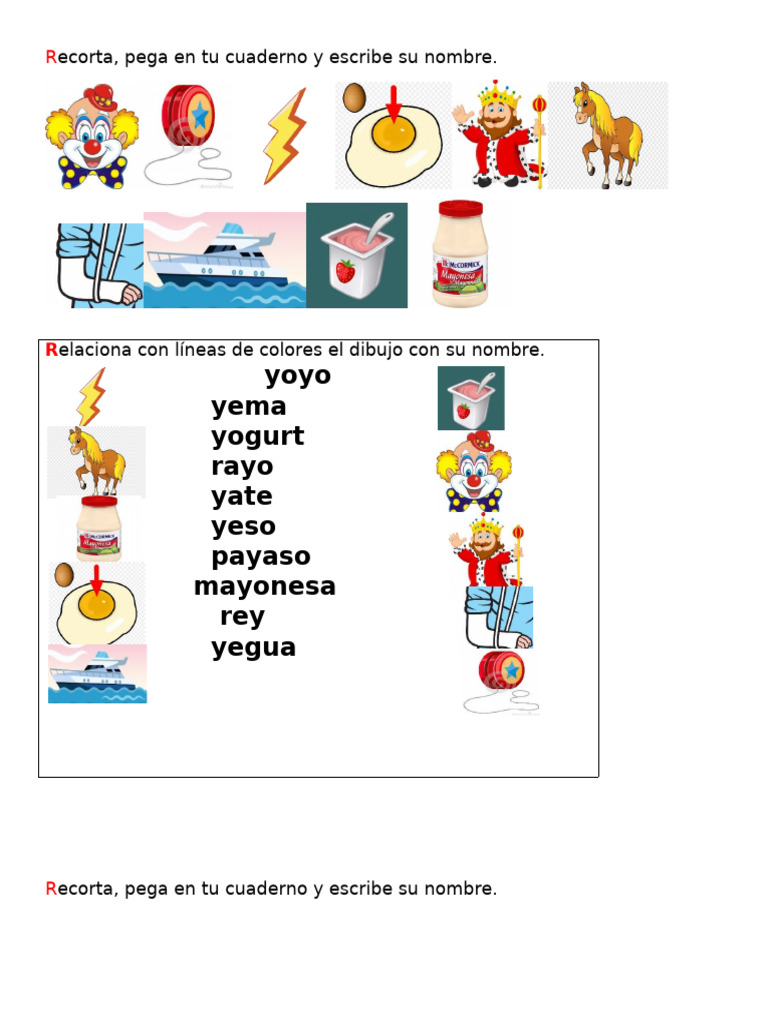 palabras con y, ll | PDF