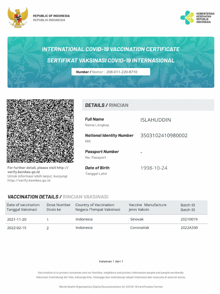 Surat Vaksin - Islahuddin - 20241216 - 115531 - 0000 | PDF