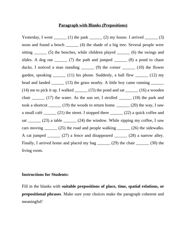 Paragraph with Blanks | PDF