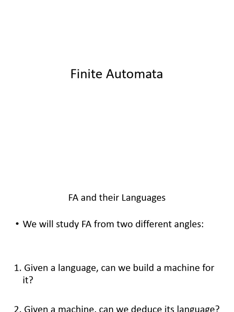 Lec 06 Finite Automatappt Pdf Automata Theory String Computer