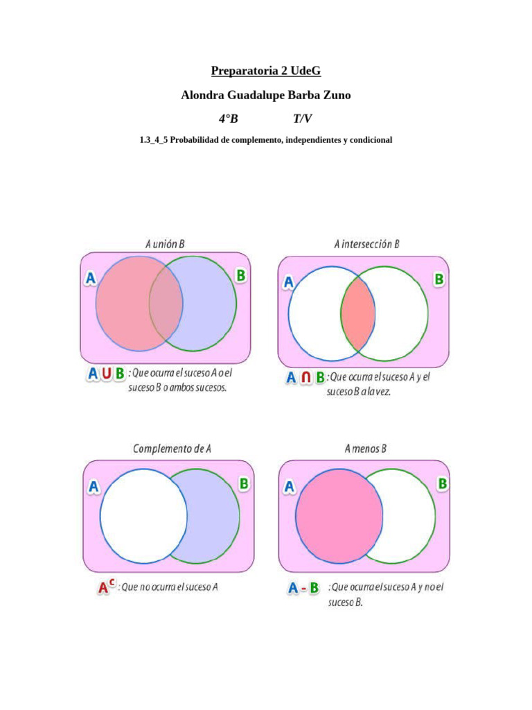 Actividad 1.3 - 4 - 5+int - Probabilidad de Complemento, Independientes ...