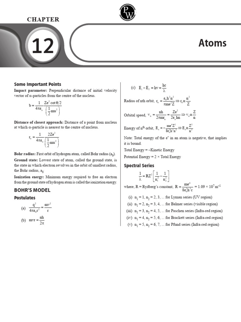 Atomic Structure Notes for Class 11 | PDF | Atoms | Atomic Physics