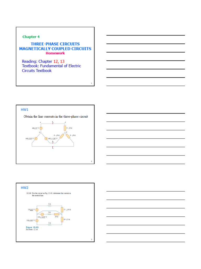 Ch4 - Three-Phase Circuits Magnetically Coupled Circuits - HW | PDF
