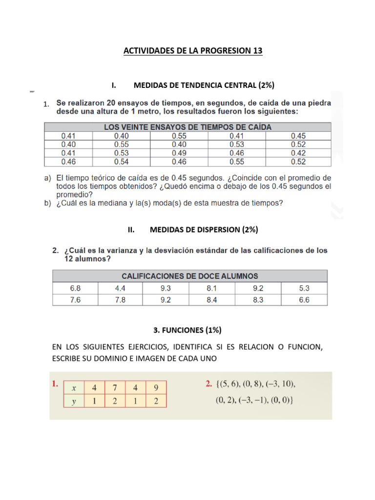 Actividades de La Progresion 13 | PDF