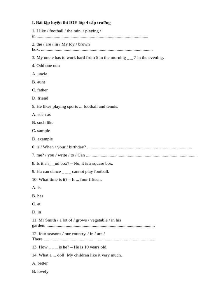 Grade 4 IOE School-Level Practice | PDF