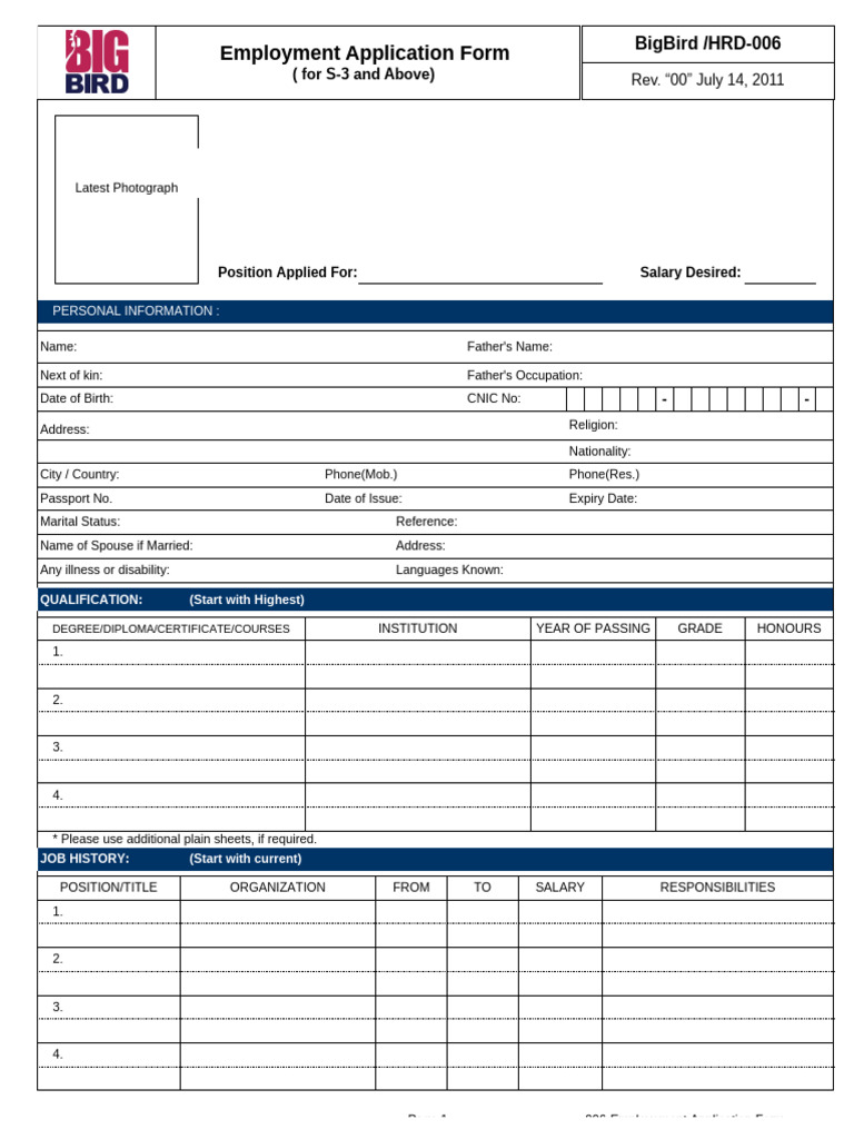 Employment Application Form Template | PDF | Labor | Business