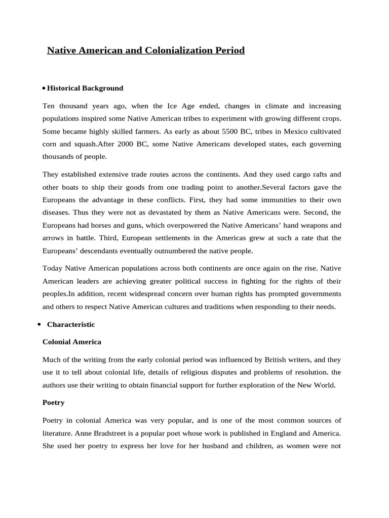 Native American and Colonialization Period | PDF | Native Americans In ...