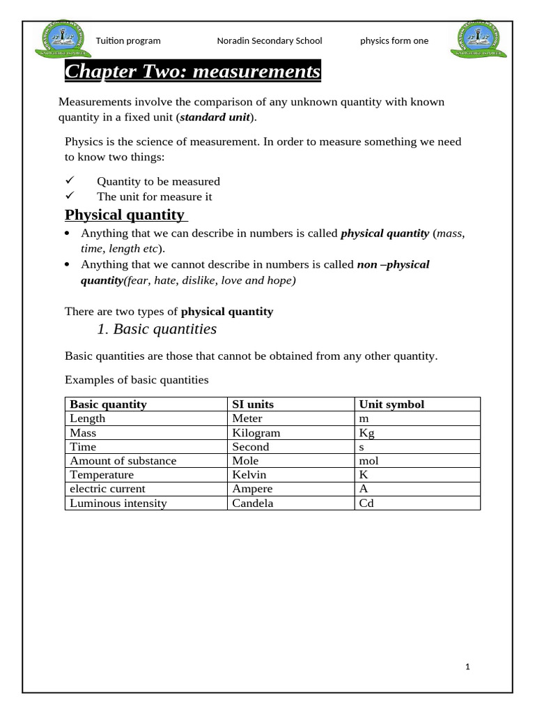chapter 1 | PDF | Density | Kilogram