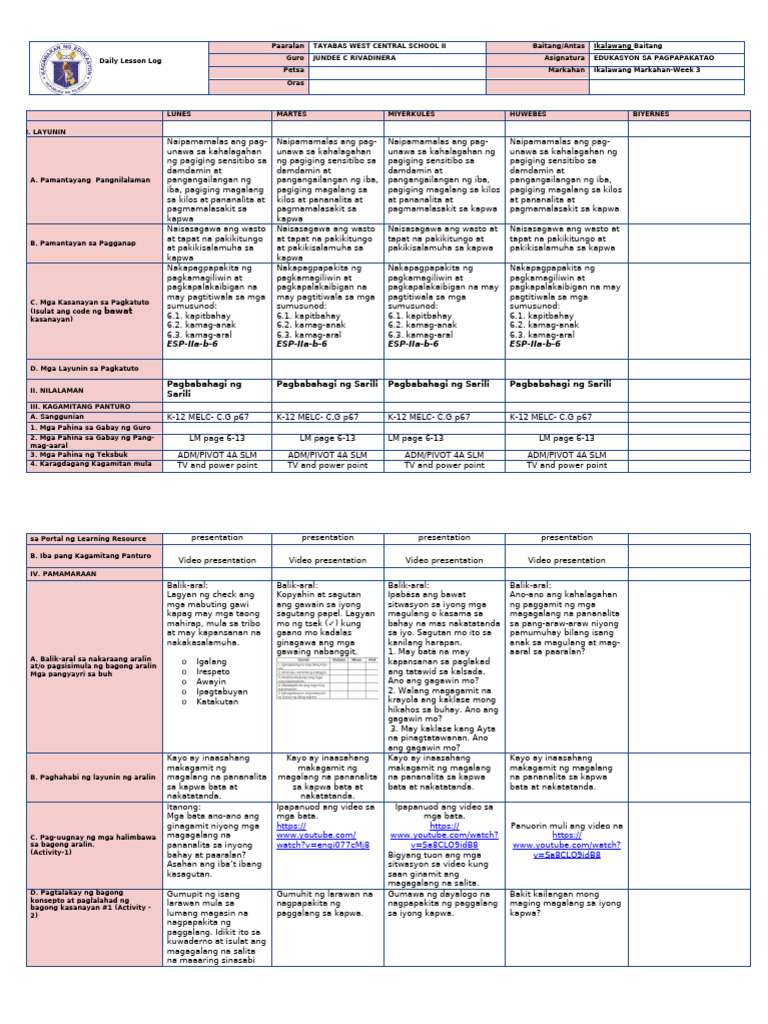 Q2-WEEK3-DLL ESP 2 | PDF