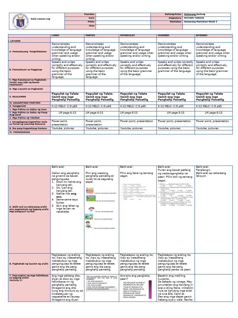 Q2-Week3-Dll MTB 2 | PDF