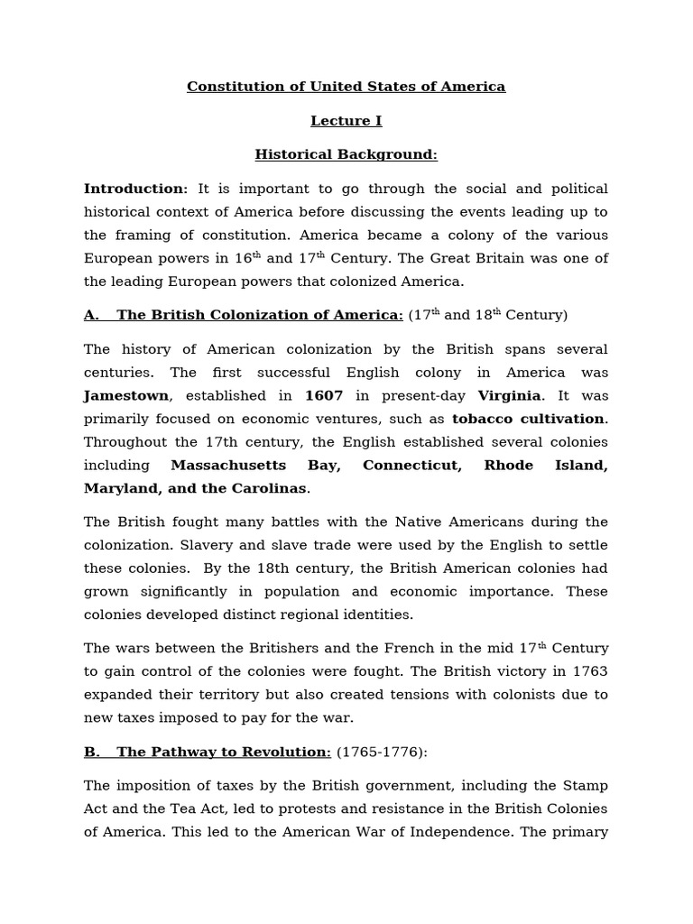 Constitutional Law Lecture 1 | PDF | Thirteen Colonies | The United States