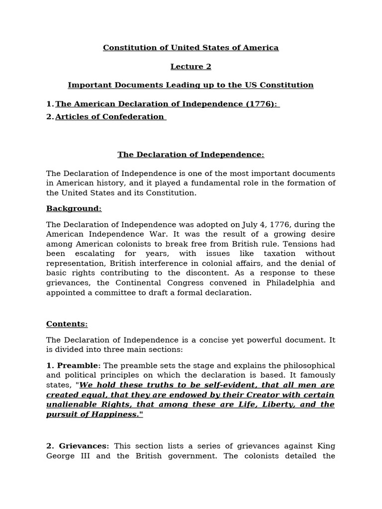 Constitutional Law Lecture 2 | PDF | United States Declaration Of ...
