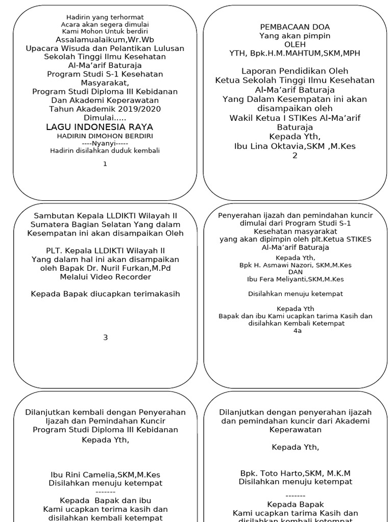 SUSUNAN ACARA yudisium | PDF