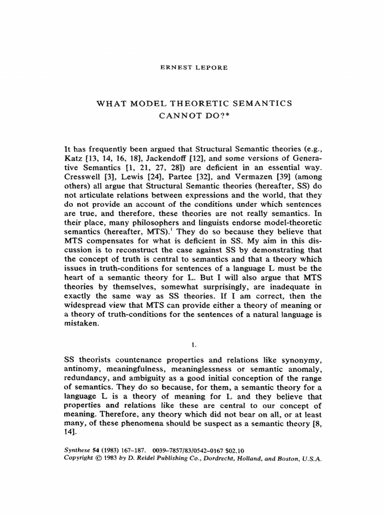 Lepore1983 Article WhatModelTheoreticSemanticsCan | PDF ...