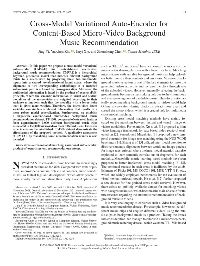 Cross-Modal Variational Auto-Encoder For Content-Based Micro-Video Background Music ...