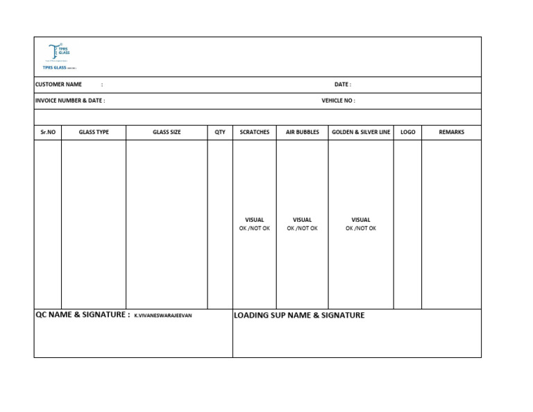 Glass Incoming Inspection QC Jeevan | PDF