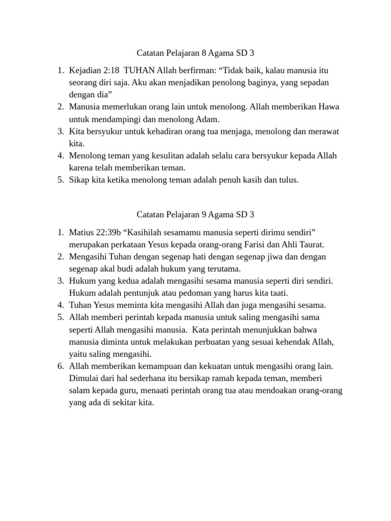 Catatan 1 Agama SD 3 | PDF